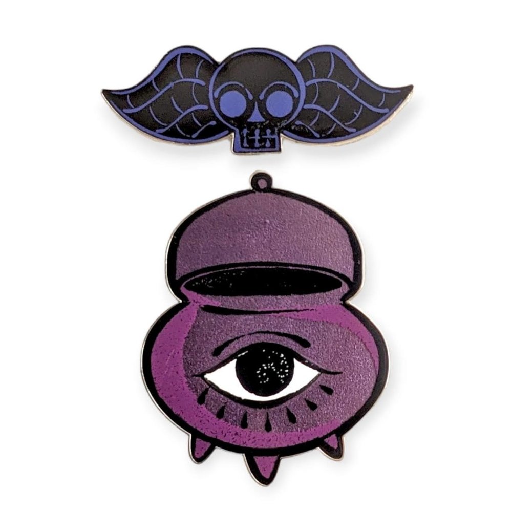 Hocus Pocus Disney Pins: Winged Skull And Cauldron - Gem